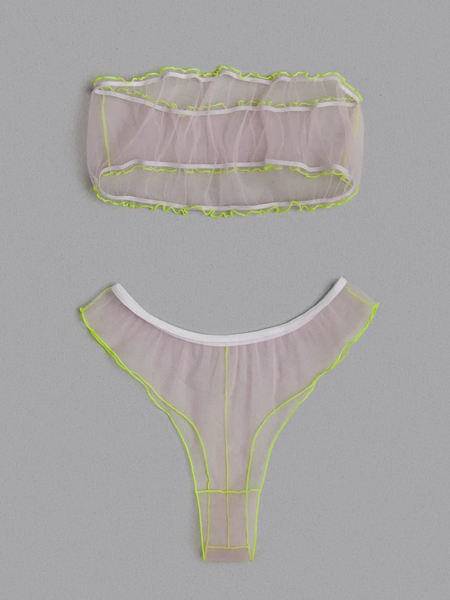 NEON PINK BANDEAU AND STRING SET – Naked Letters